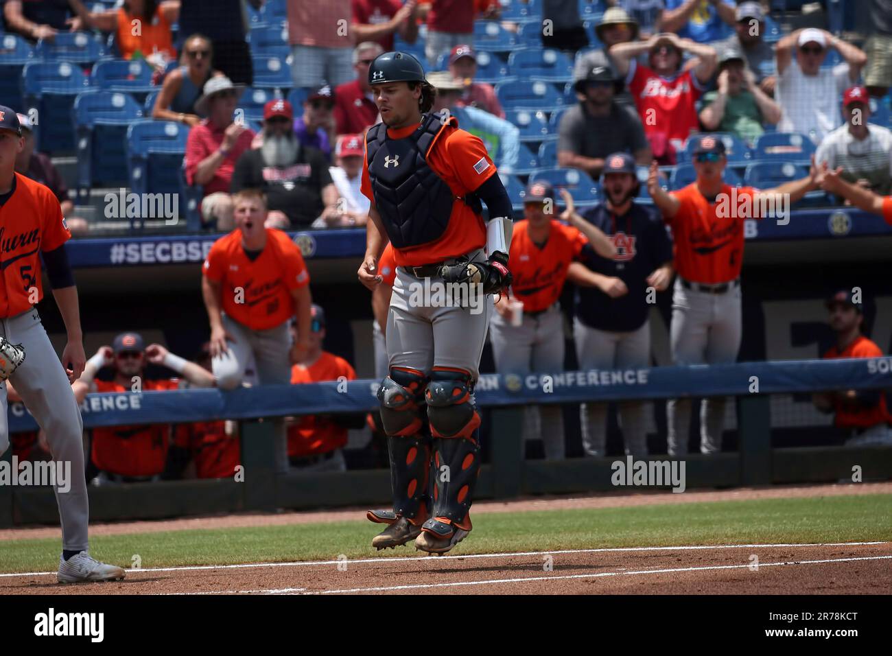 HOOVER, AL - MAY 25: Auburn Tigers catcher Carter Wright (4) during the 2023 SEC Baseball ...