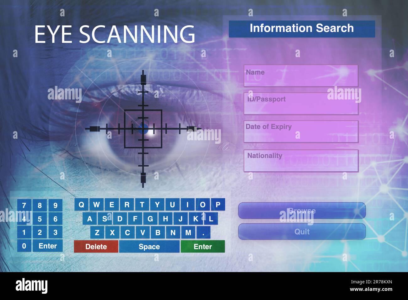 Conceptual image of technology to find personal data by scanning iris ...