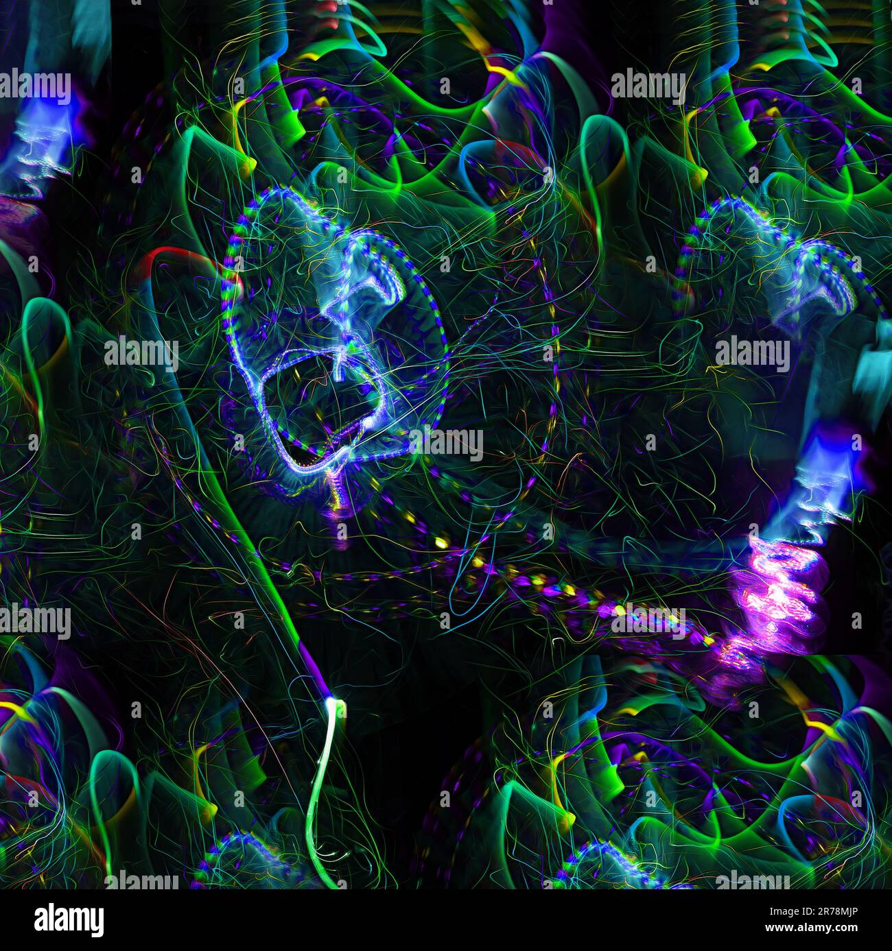 Light painting art, long exposure photography, bright and vivid colors ...