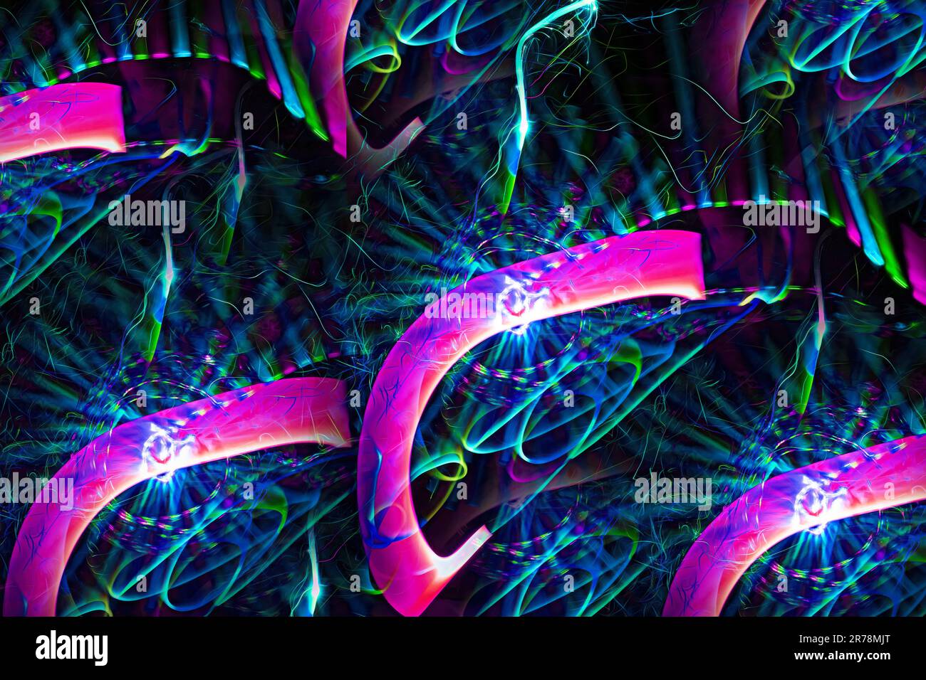 Light painting art, long exposure photography, bright and vivid colors ...