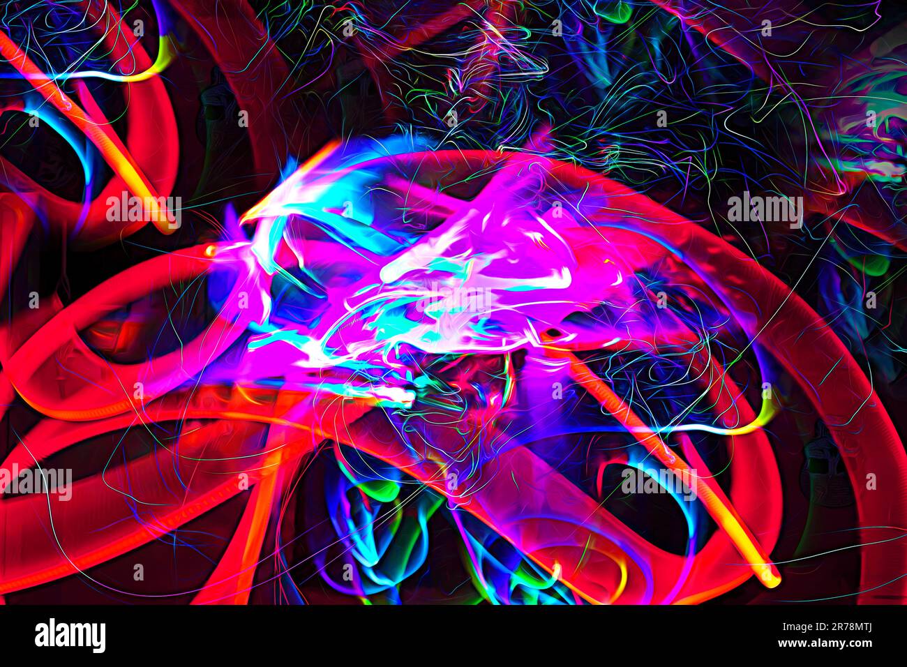 Light painting art, long exposure photography, bright and vivid colors ...
