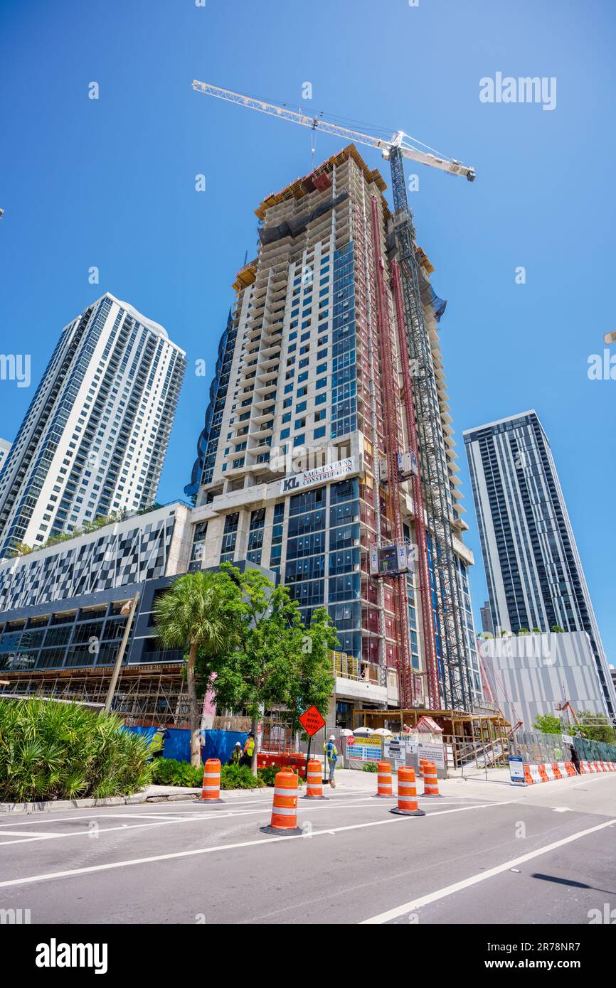 Miami, FL, USA - June 13, 2023: New highrise towers under construction ...