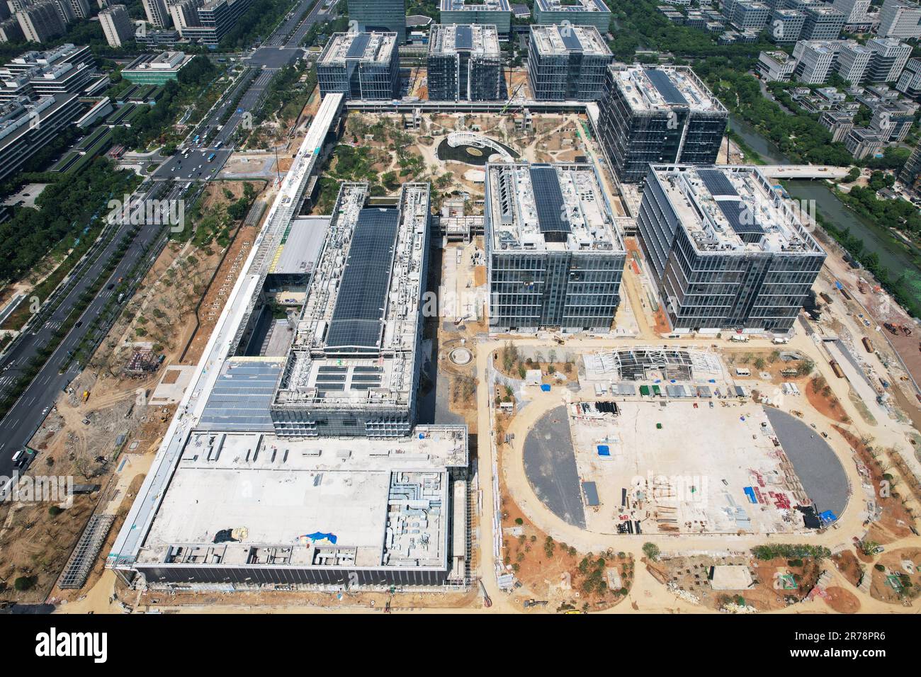 Aerial photo shows the Alibaba global headquarters under construction ...