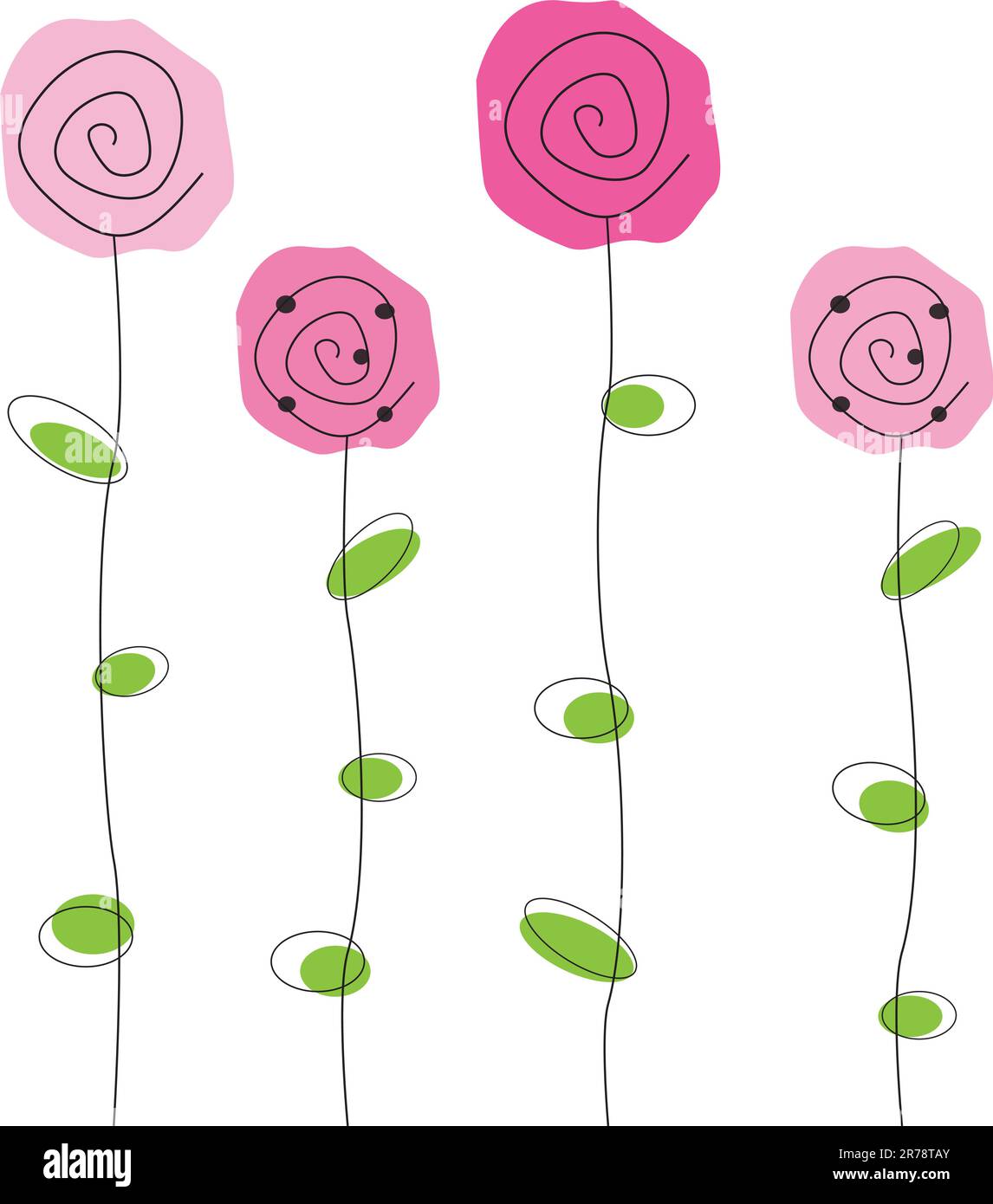 Pretty pink simple roses flowers Stock Vector Image & Art - Alamy