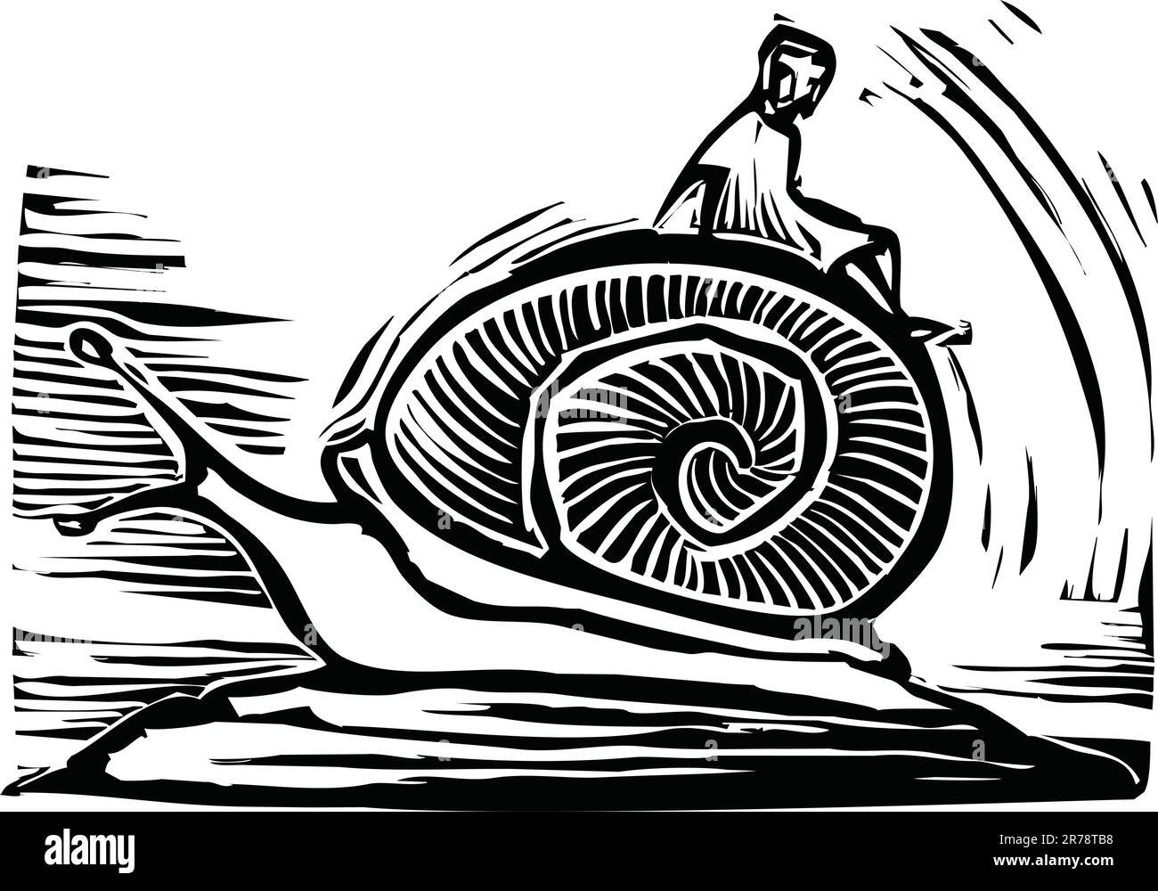 Young person riding on the back of a very big snail Stock Vector Image ...