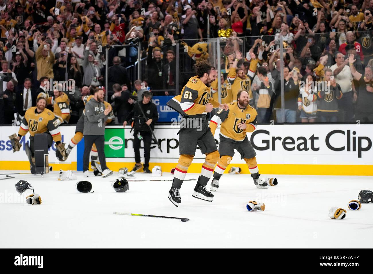 Members of the Vegas Golden Knights, including right wing Mark Stone ...