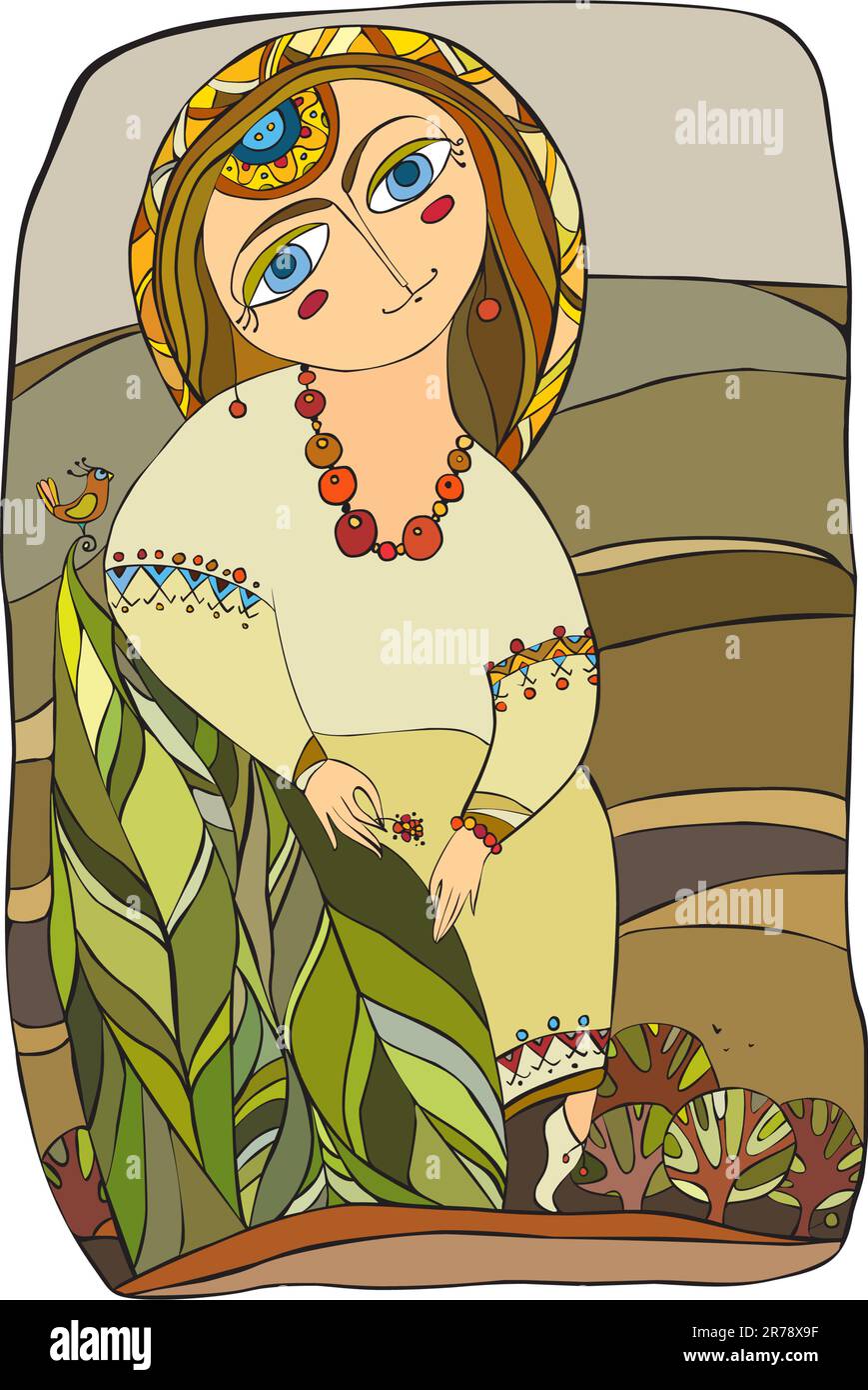 beautiful Slavic girl against wood Stock Vector Image & Art - Alamy