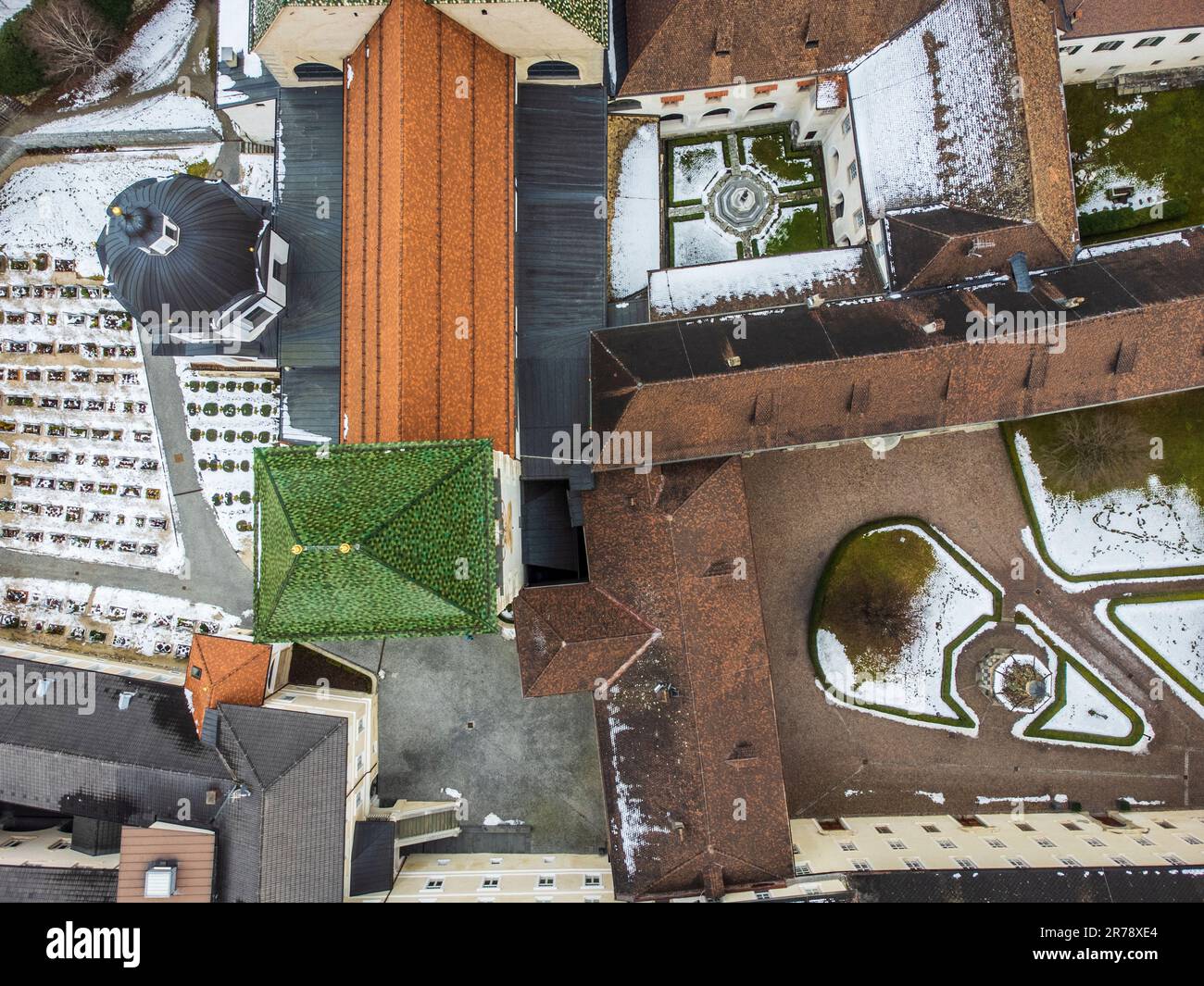 Ancient abbey of Novacella. Top view Stock Photo - Alamy