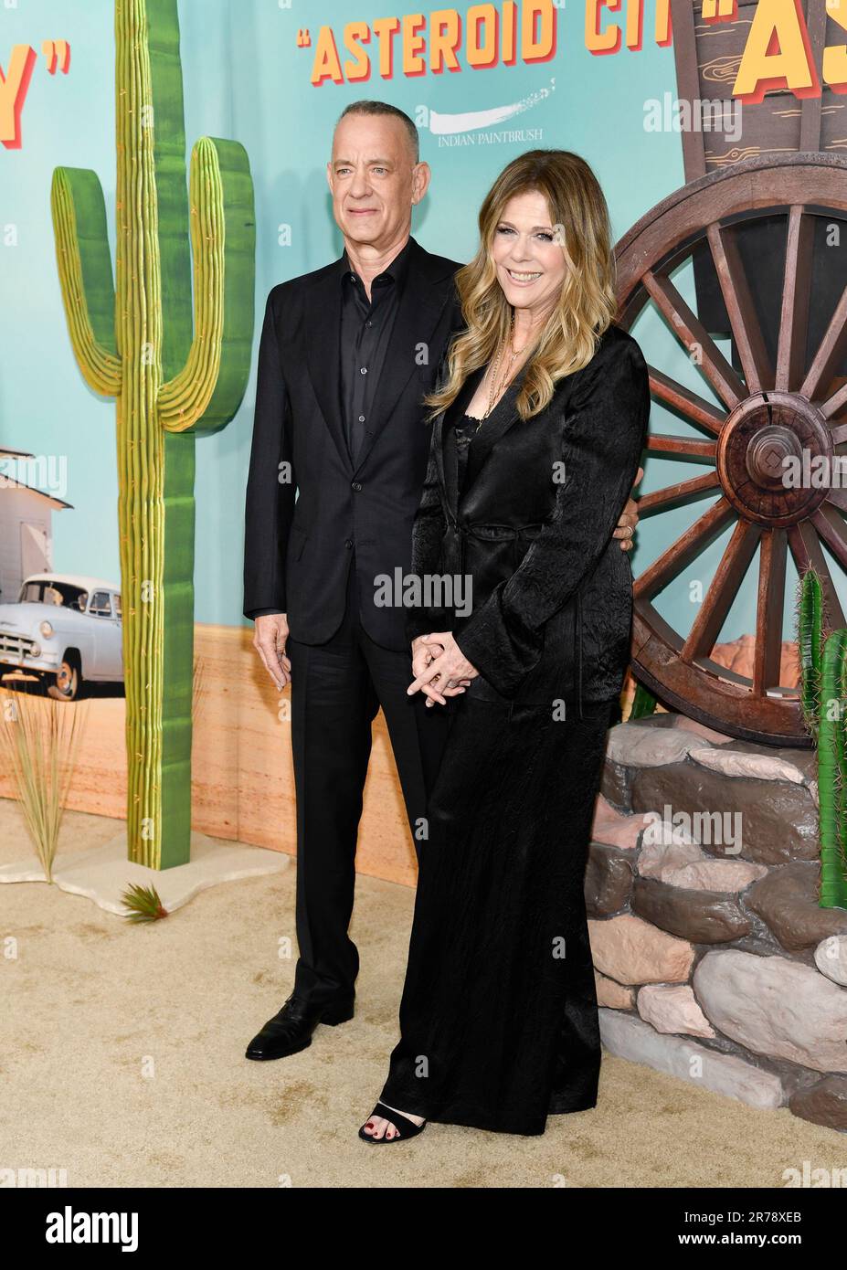 Tom Hanks, left, and Rita Wilson attend the premiere of "Asteroid City ...