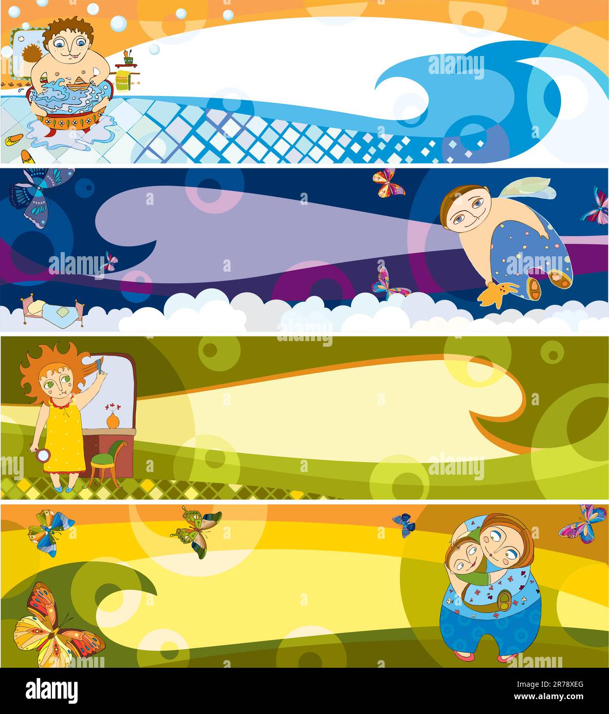 Set bright cheerful banners with children Stock Vector Image & Art - Alamy