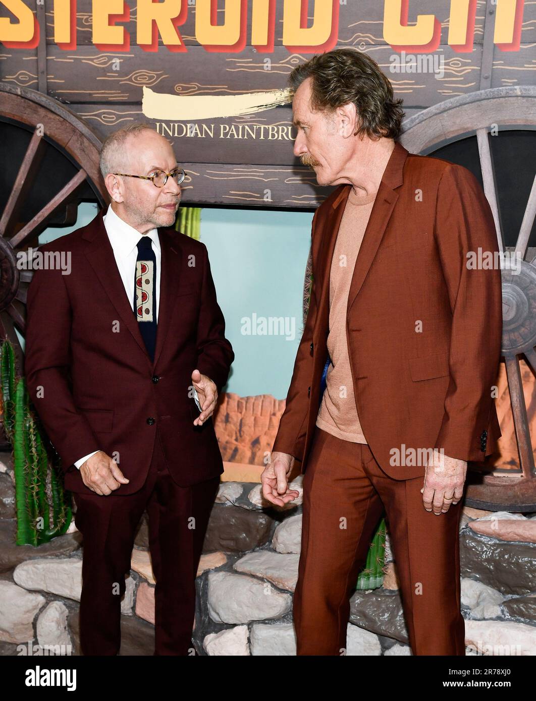 Bob Balaban, left, and Bryan Cranston attend the premiere of "Asteroid ...
