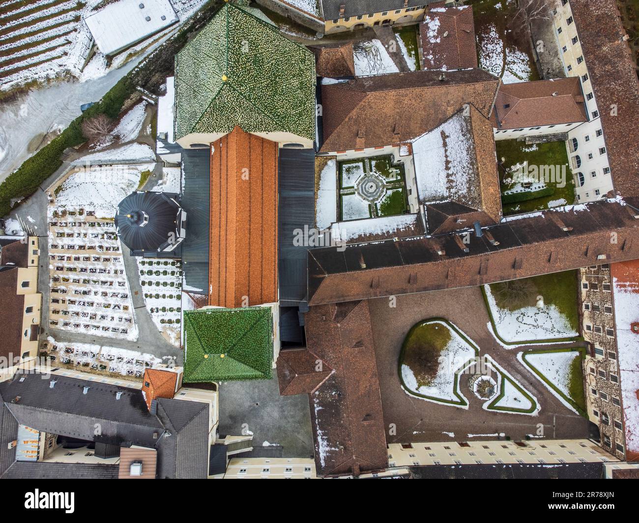 Ancient abbey of Novacella. Top view Stock Photo - Alamy
