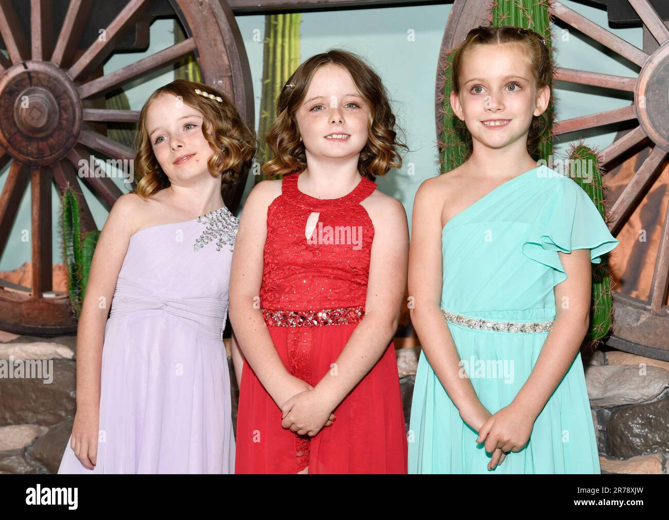 Ella Faris, left, Gracie Faris and Willan Faris attend the premiere of "Asteroid City" at Alice ...