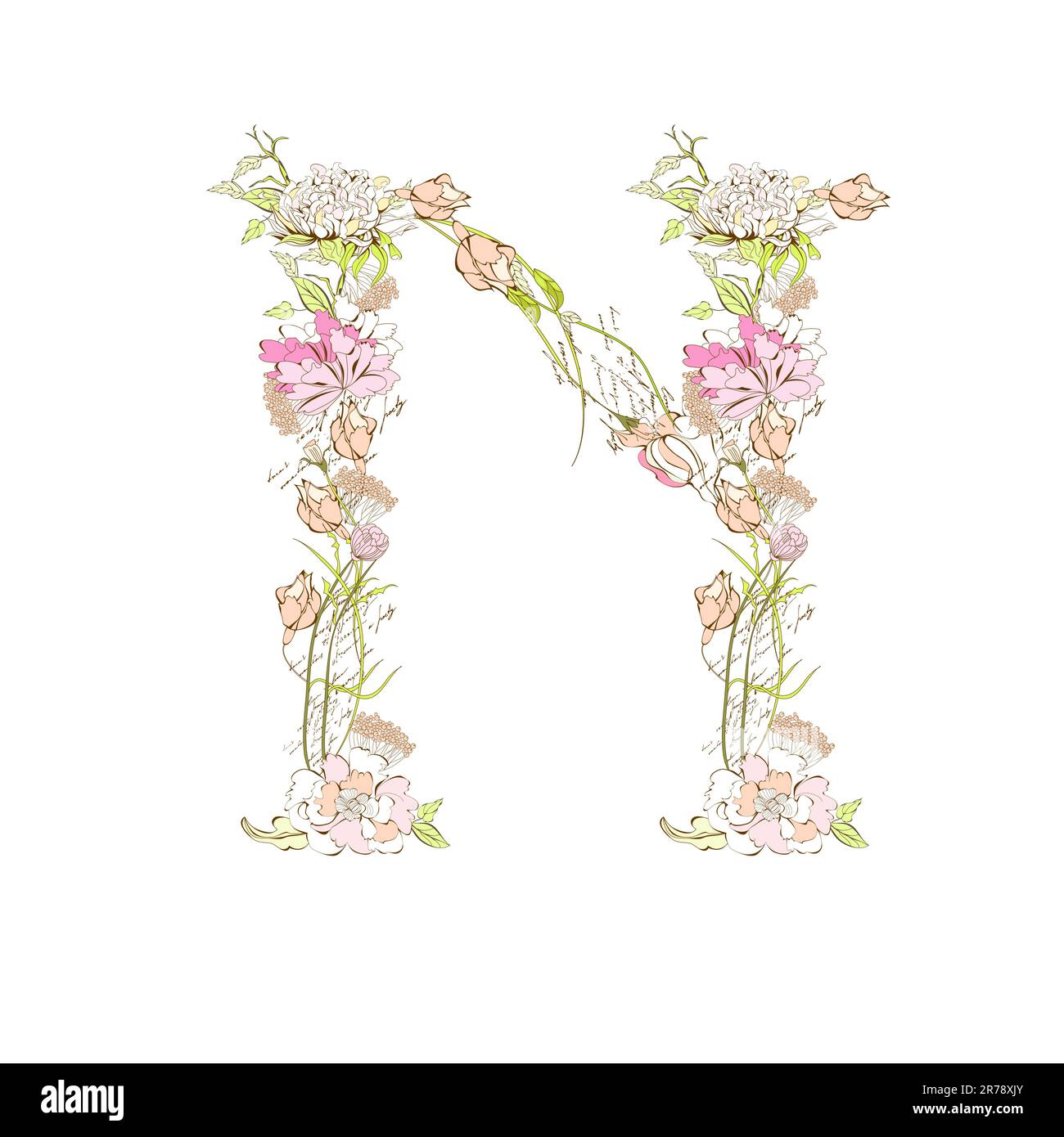 Spring floral font, Letter N Stock Vector Image & Art - Alamy
