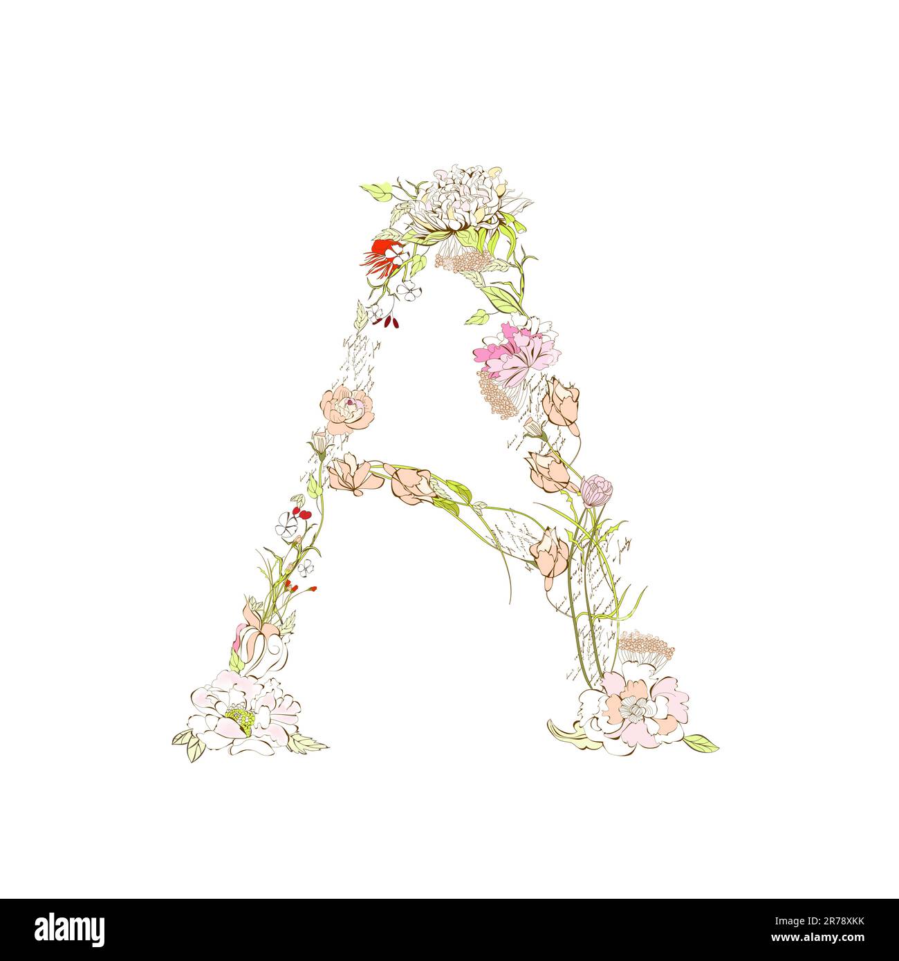 Spring floral font, Letter A Stock Vector Image & Art - Alamy