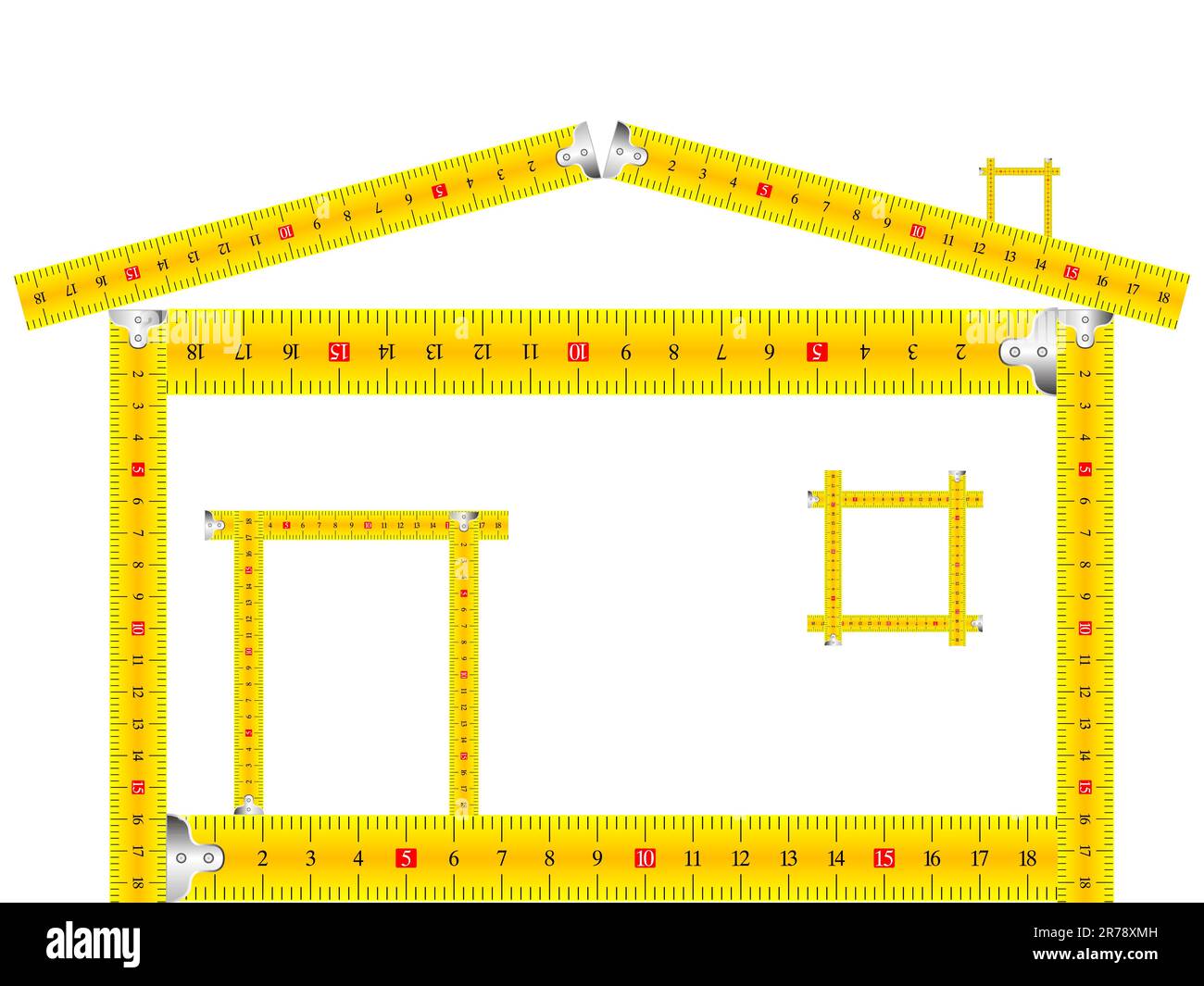house made of measuring tape against white background, abstract vector ...