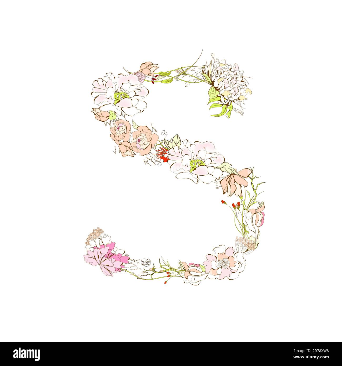 Spring floral font, Letter S Stock Vector Image & Art - Alamy