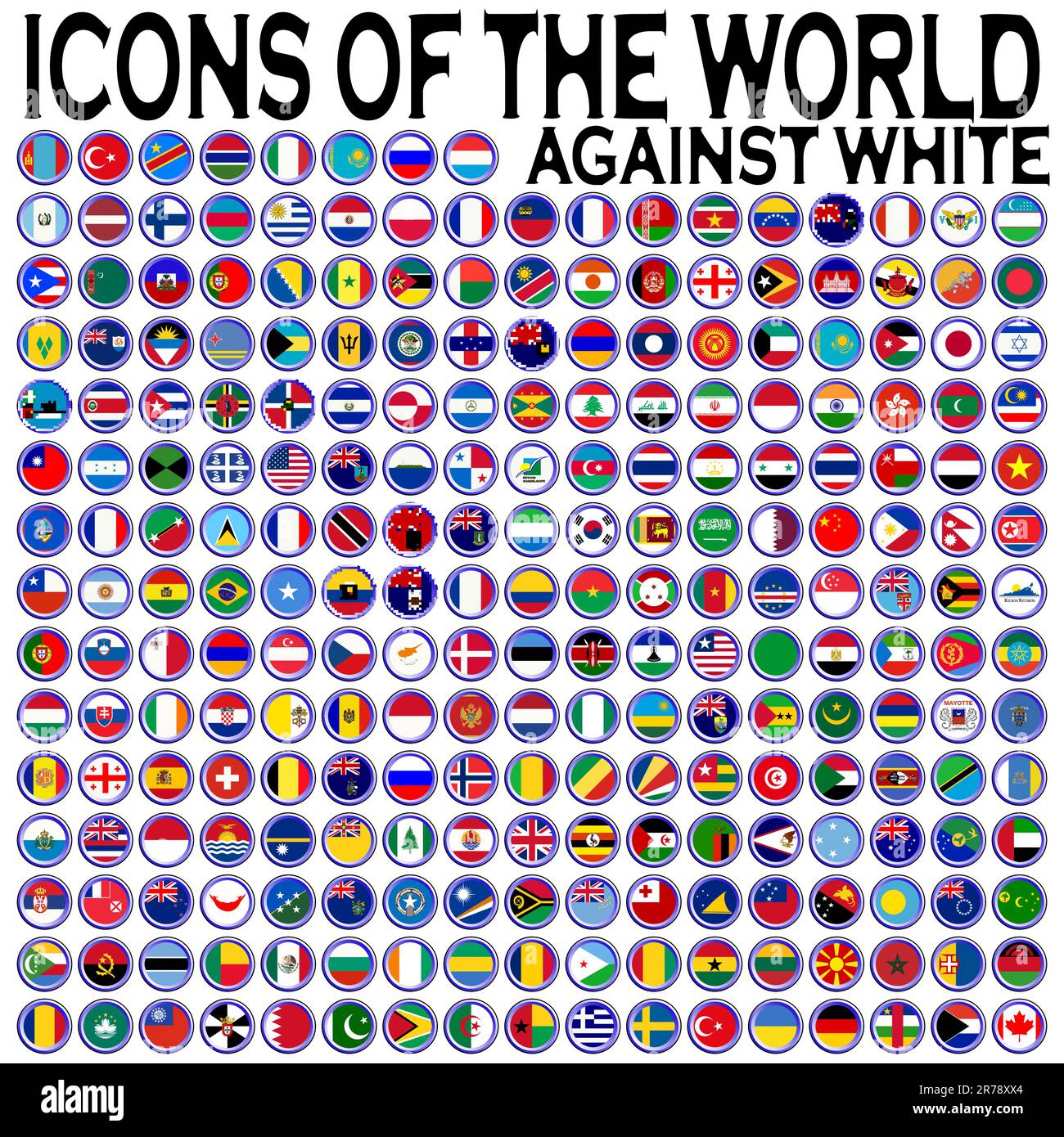 icons of the world against white background, abstract vector art ...