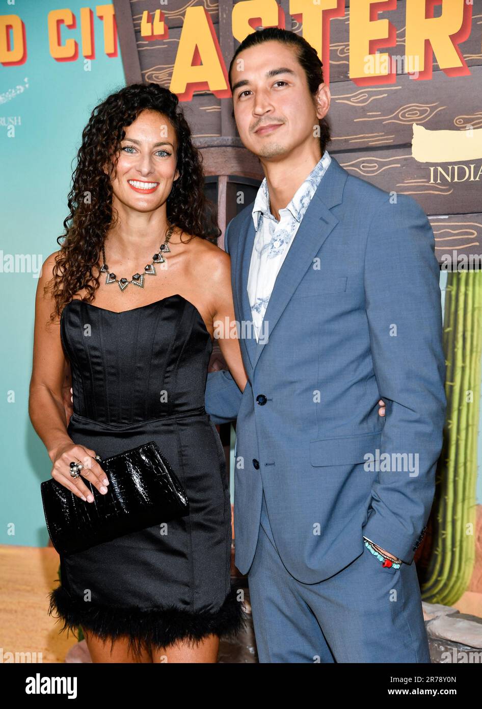 Sam Marra, right, and guest attend the premiere of "Asteroid City" at ...