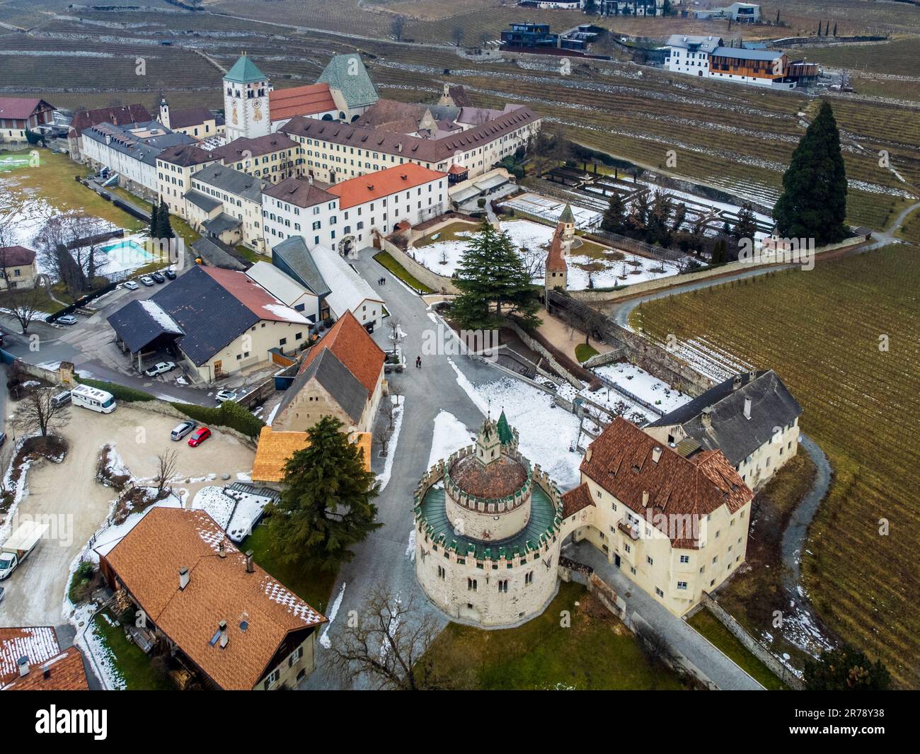 Ancient abbey of Novacella. Top view Stock Photo - Alamy