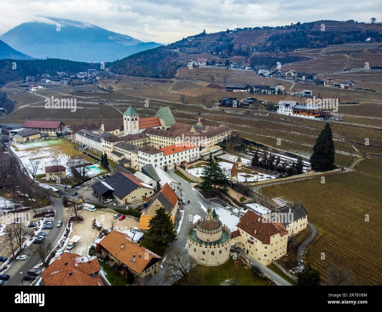 Ancient abbey of Novacella. Top view Stock Photo - Alamy
