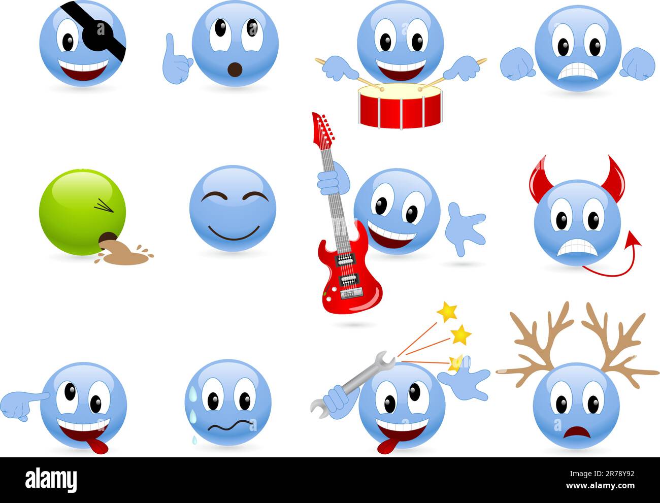 Set of cool smiles. Vector illustration, isolated on a white Stock ...