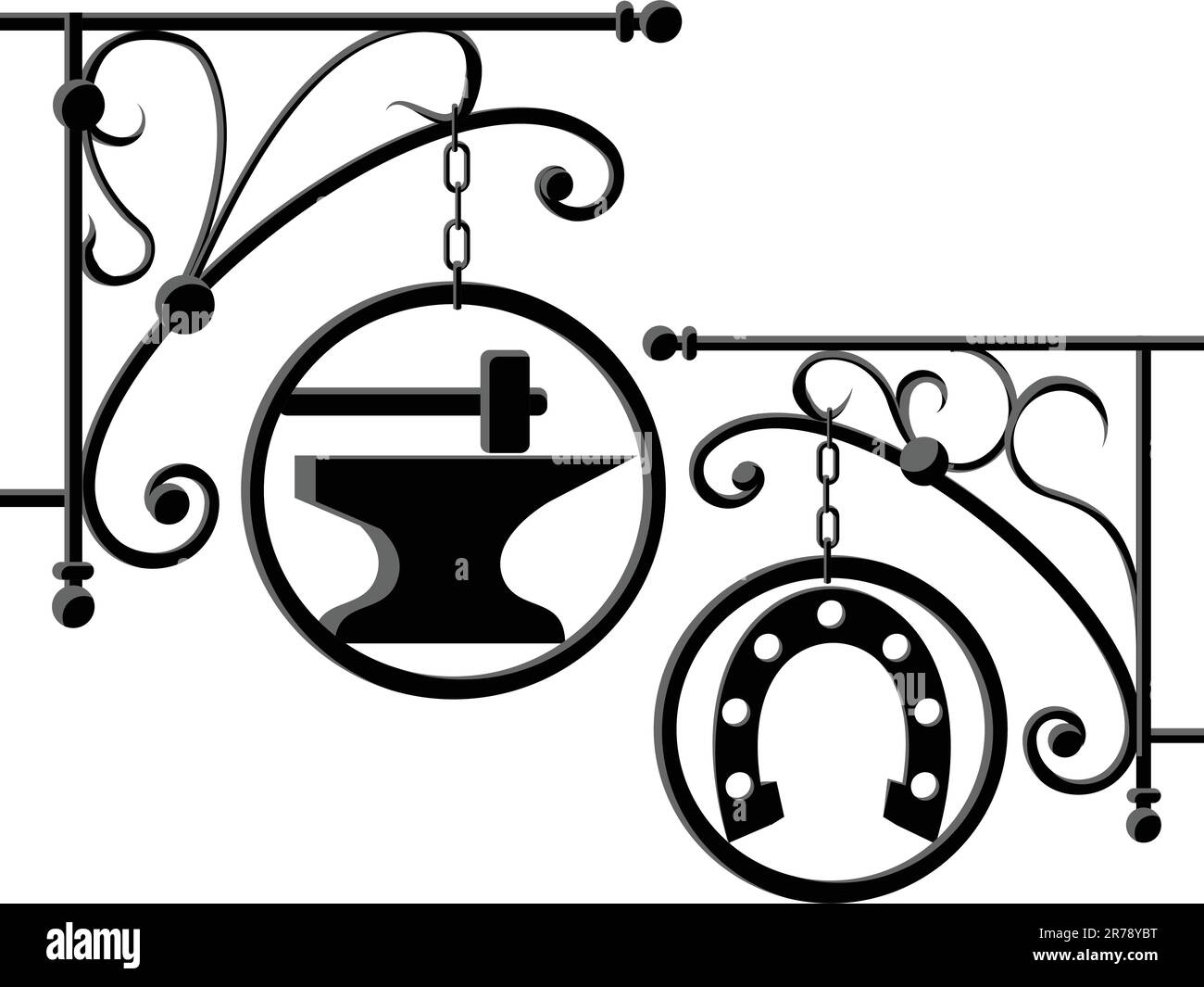 Street signboard of a workshop of the smith in a vector Stock Vector ...