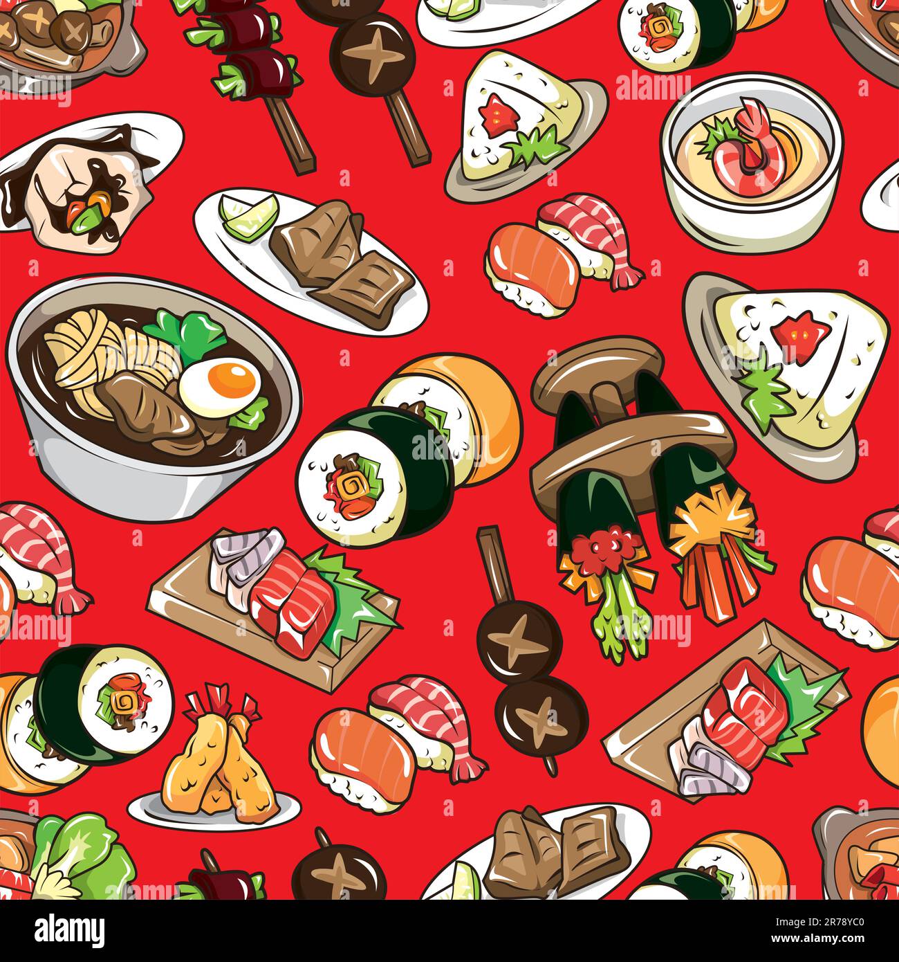 seamless Japanese food pattern Stock Vector Image & Art - Alamy