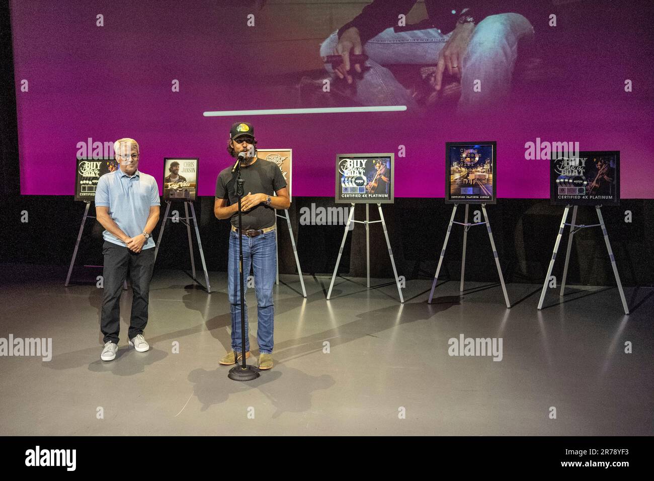 Jimmy Harnen, left, and Chris Janson are seen at the Grand Ole Opry on ...