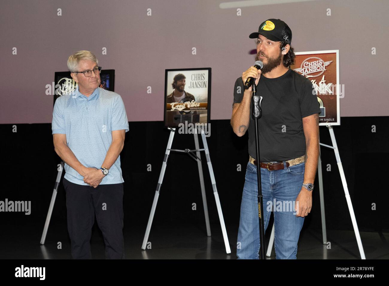 Jimmy Harnen, left, and Chris Janson are seen at the Grand Ole Opry on ...