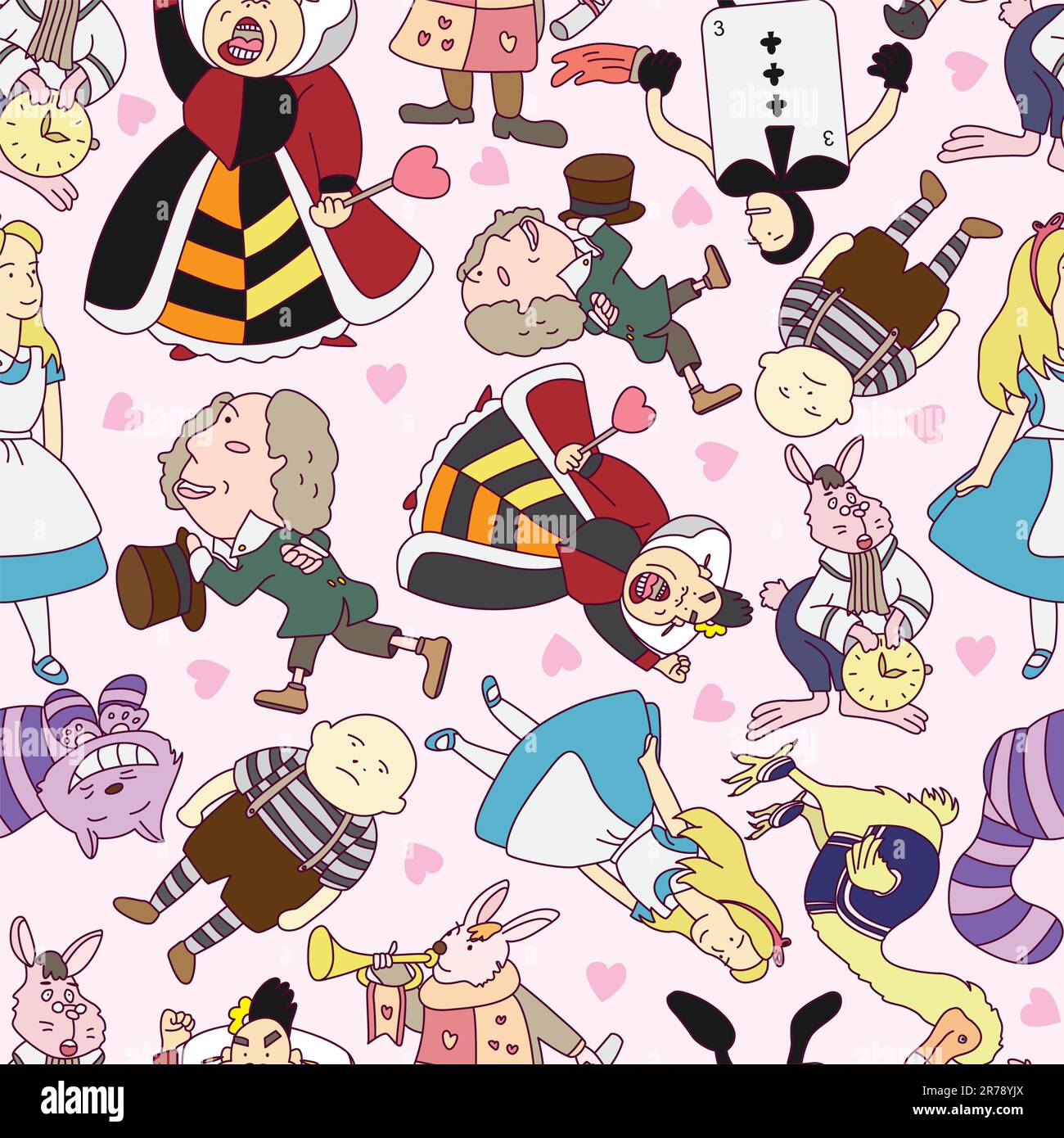 seamless Alice in Wonderland pattern Stock Vector Image & Art - Alamy