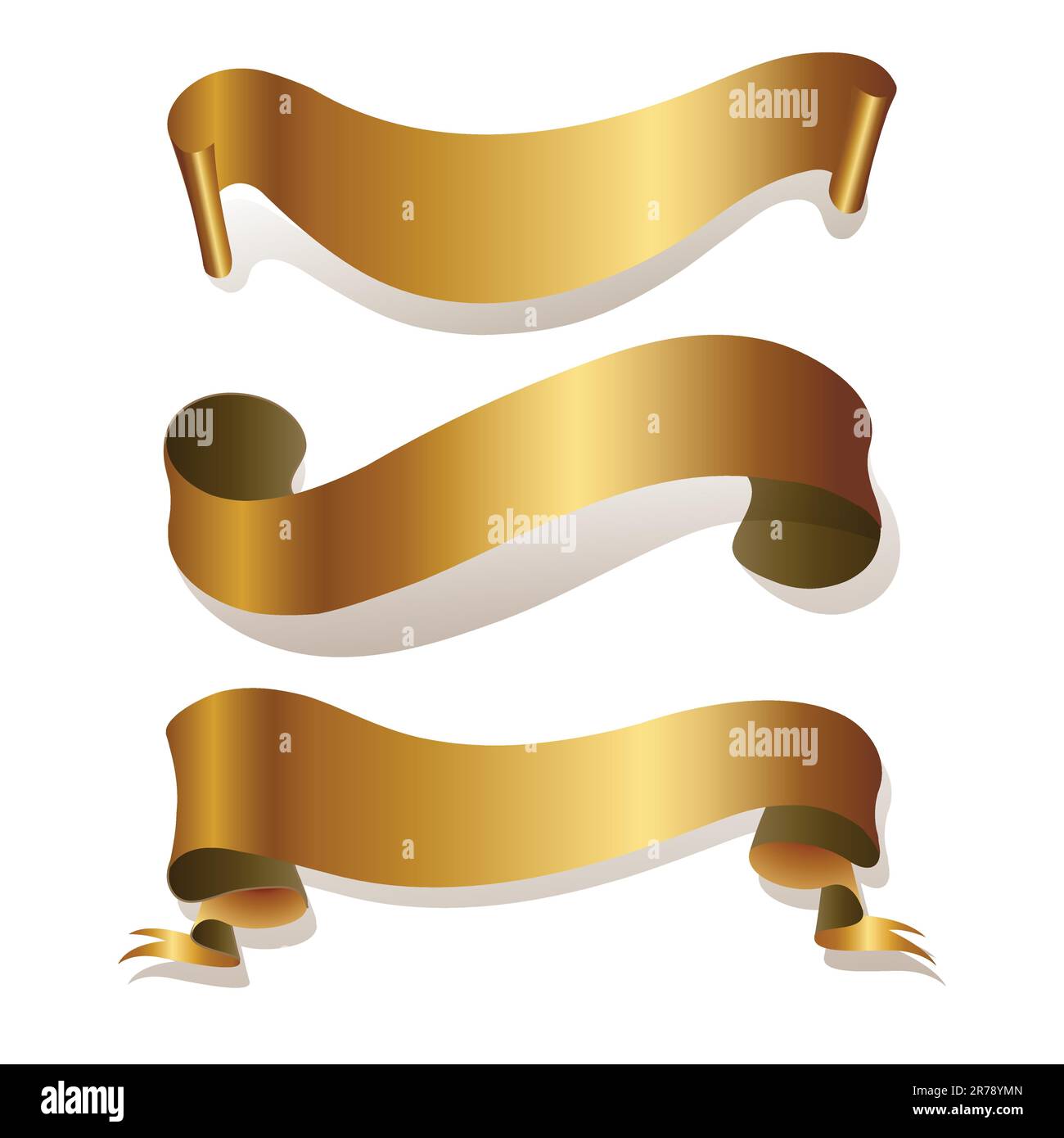 Golden ribbons isolated on white. | Vector illustration Stock Vector ...