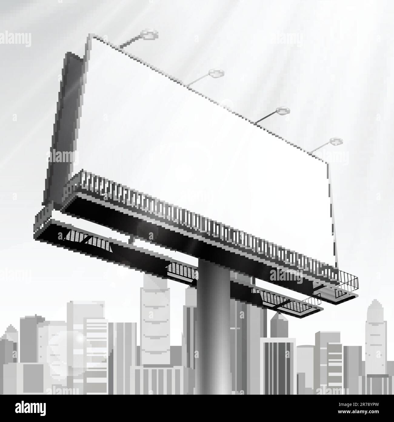 Blank, realistic vector advertising construction on city background ...