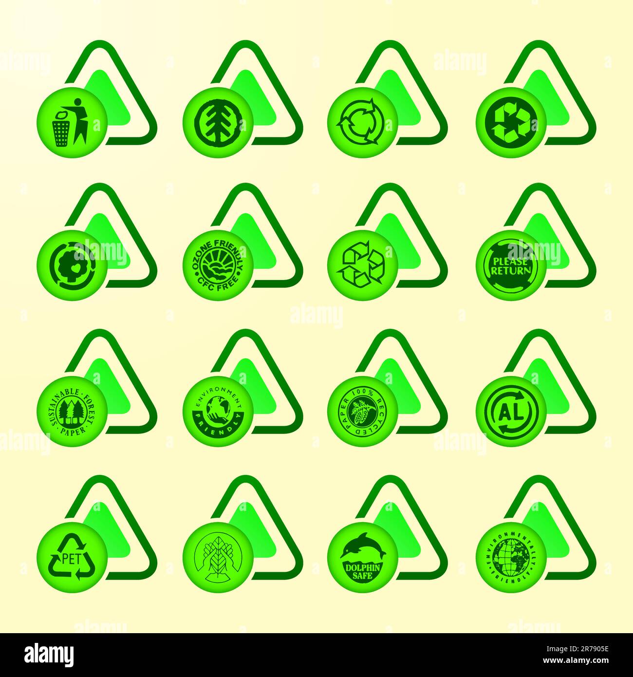 Vector Set Of Sixteen Ecological Icons Stock Vector Image And Art Alamy