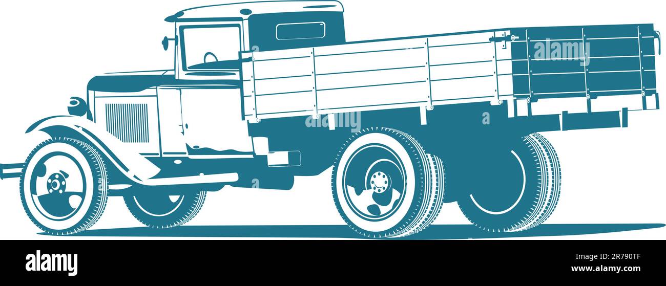 Vector monochrome retro lorry isolated on white background Stock Vector ...