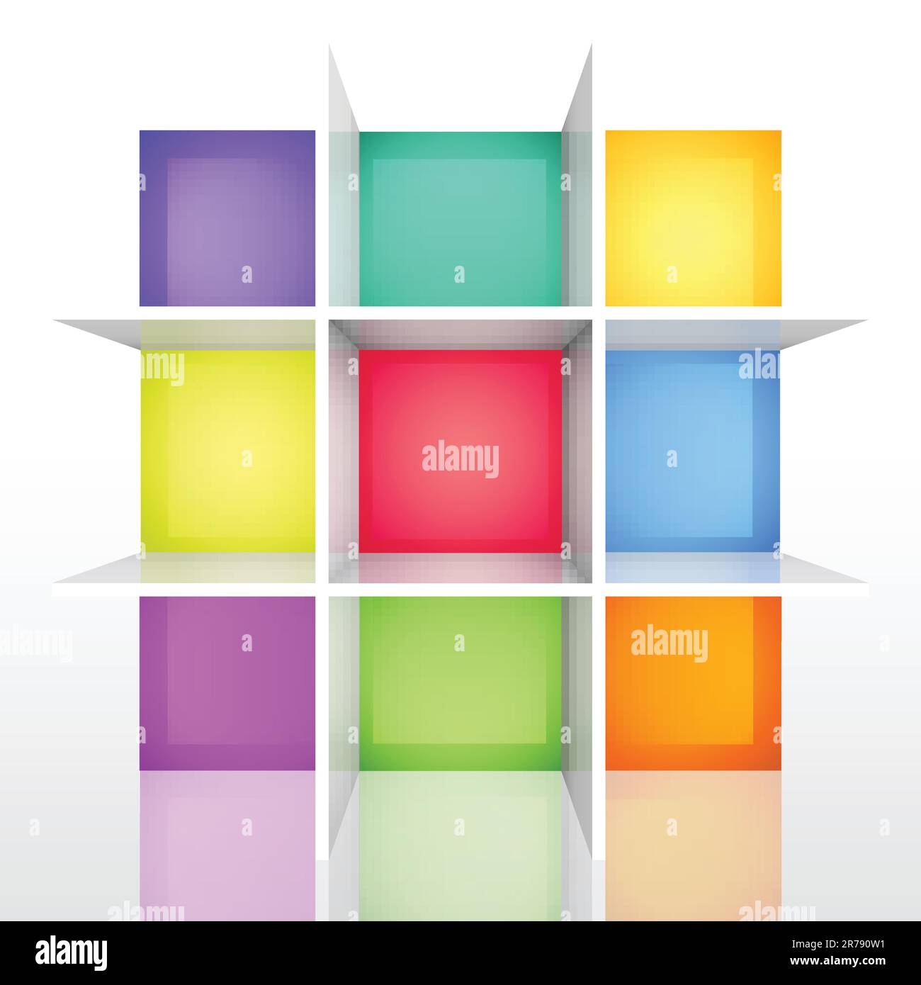3d isolated Empty colorful bookshelf. Vector illustration Stock Vector ...