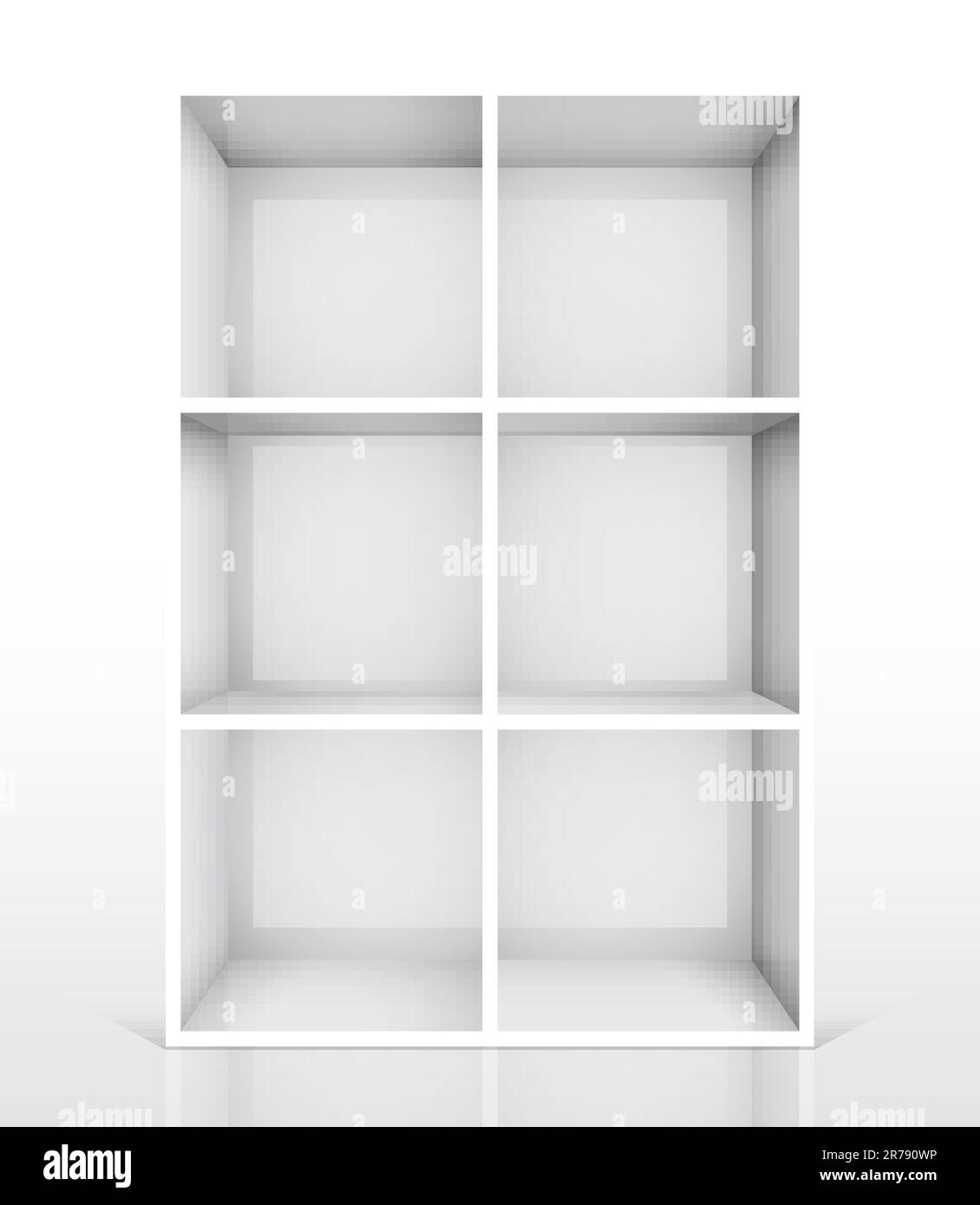 3d isolated Empty white bookshelf. Vector illustration Stock Vector ...