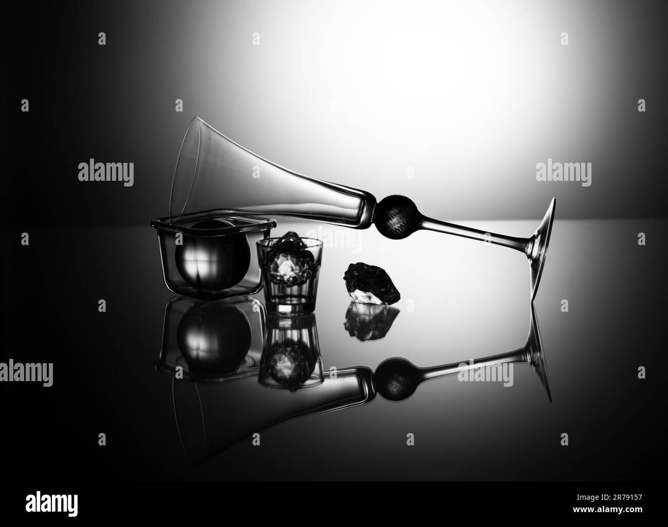 An abstract compositions of glass objects with reflections Stock Photo ...