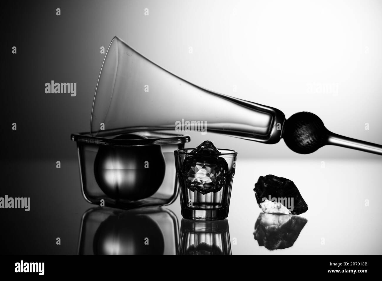 An abstract compositions of glass objects with reflections Stock Photo ...