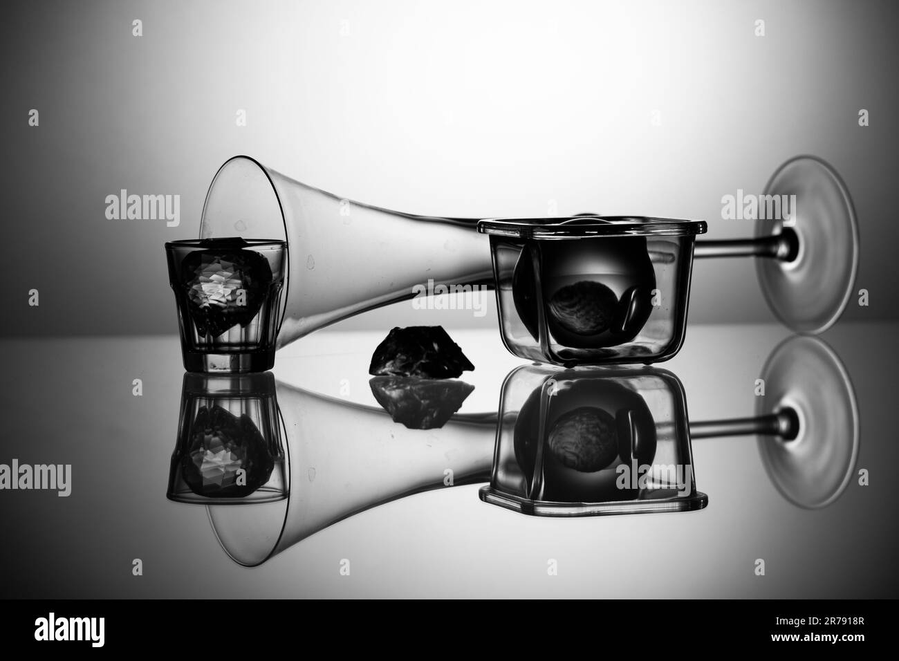 An abstract compositions of glass objects with reflections Stock Photo ...