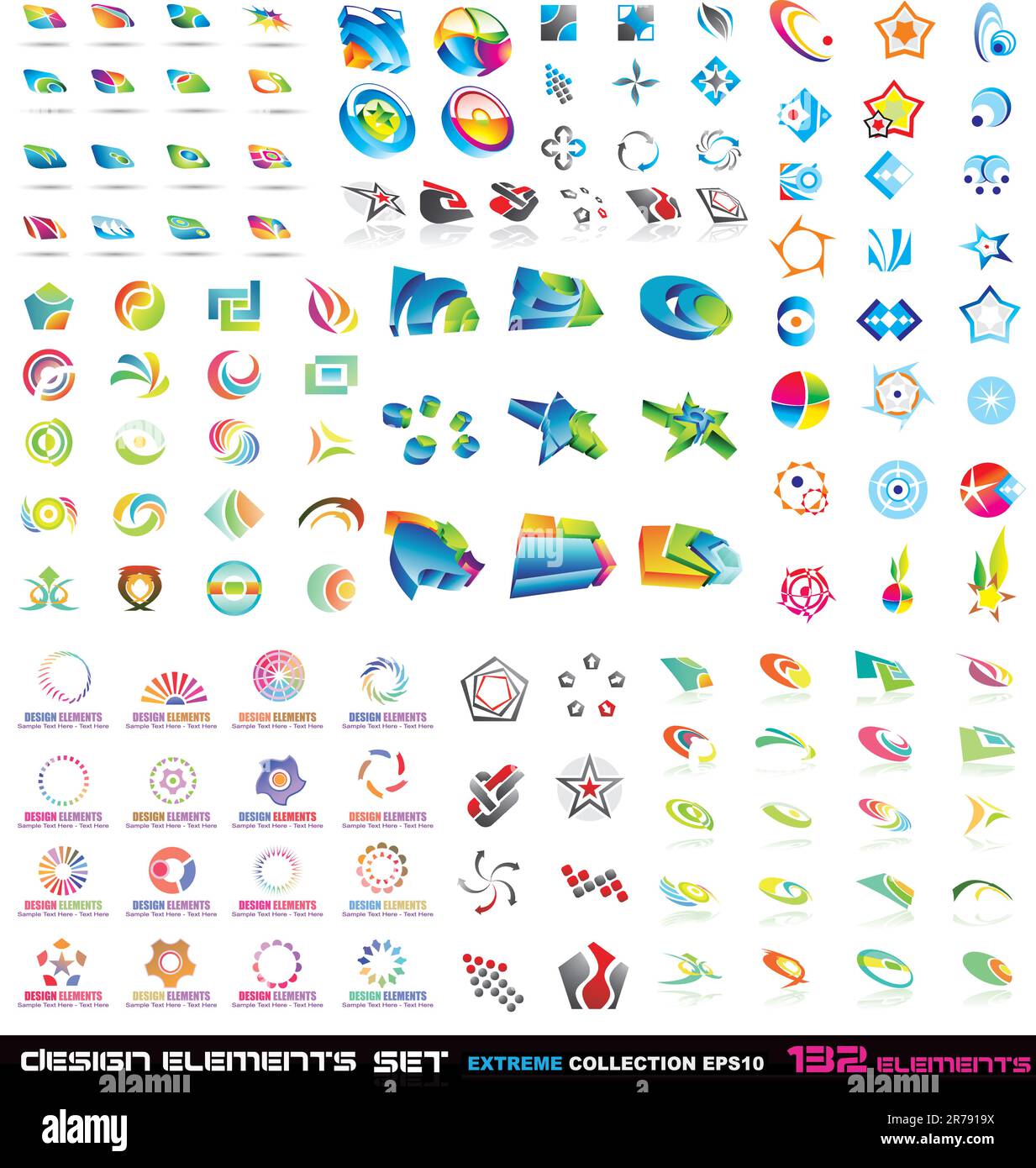 Abstract Design Elements 2D and 3D Extreme Collection with 132 colorful ...