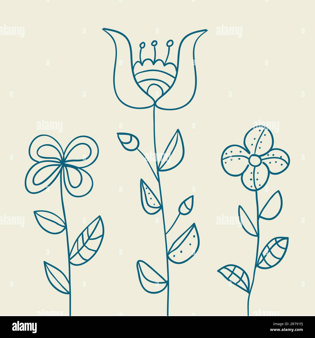 doodle flowers, vector illustration Stock Vector Image & Art - Alamy