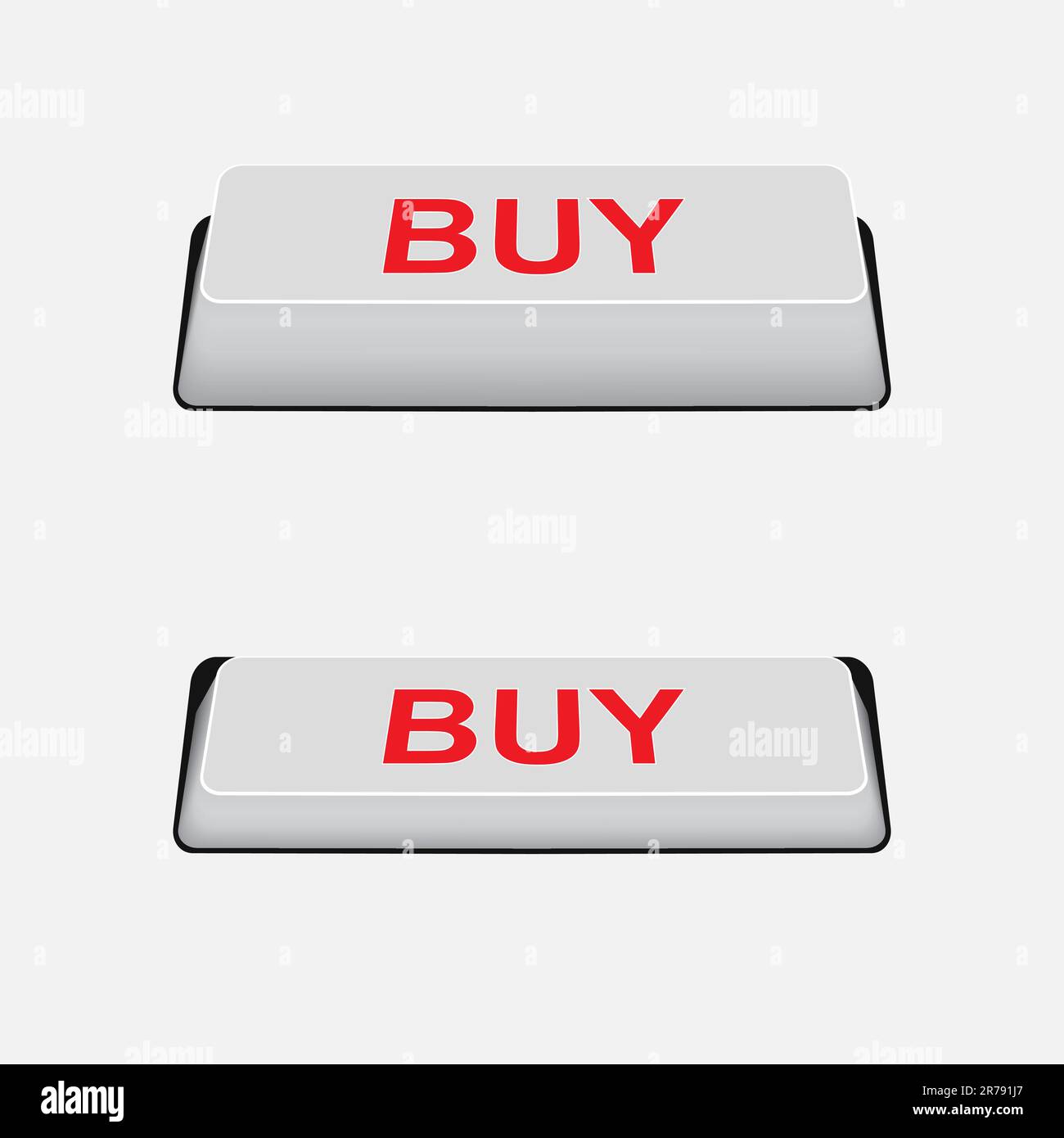 Shopping buy button and pressed button. Button on/off. Vector ...