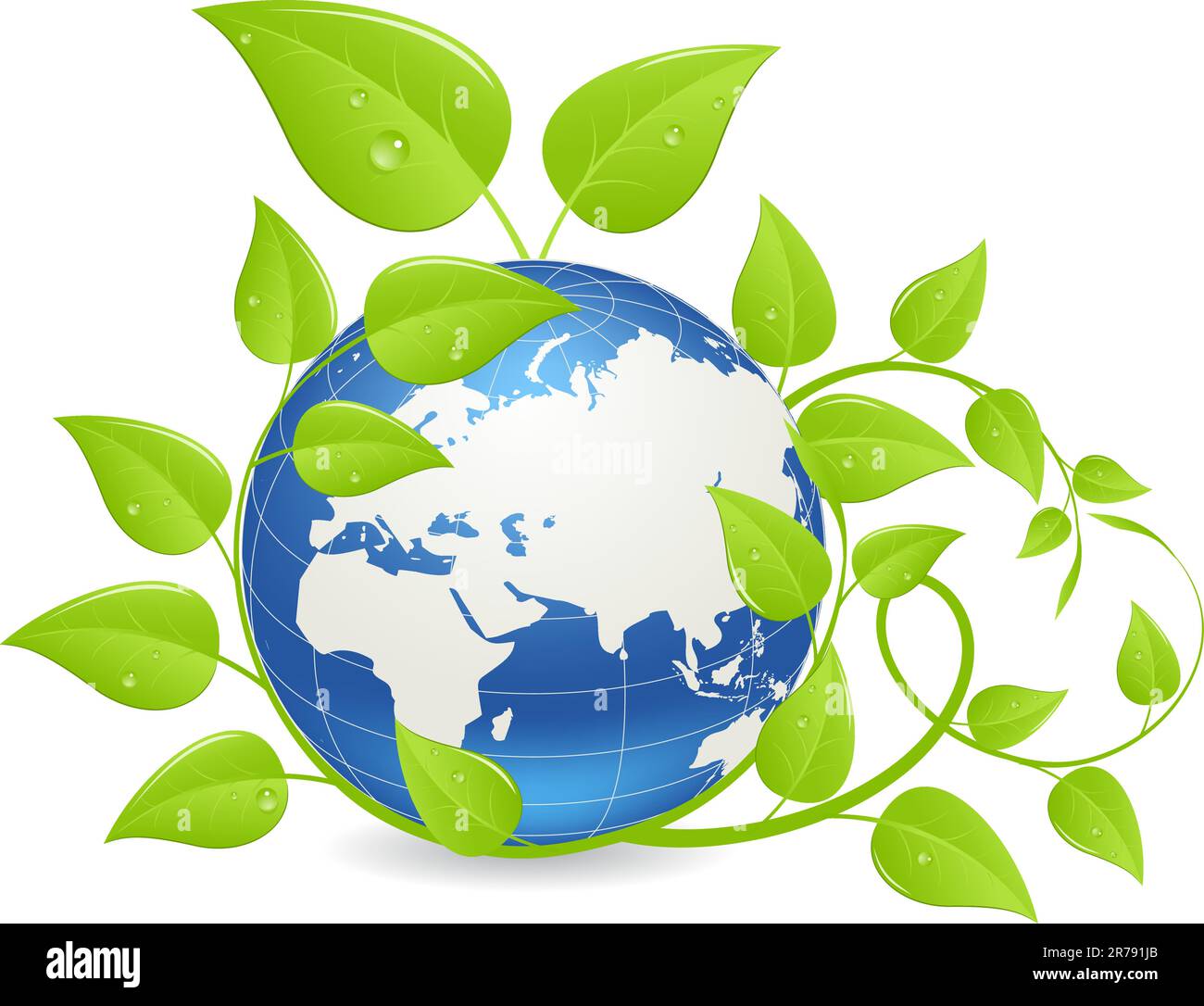 Earth hemisphere covered by green plants. Ecology concept. Vector ...