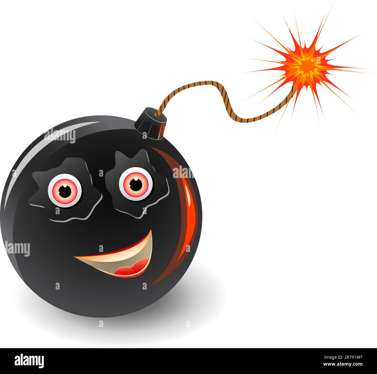 bomb face icon with burning fuse isolated on white background Stock ...