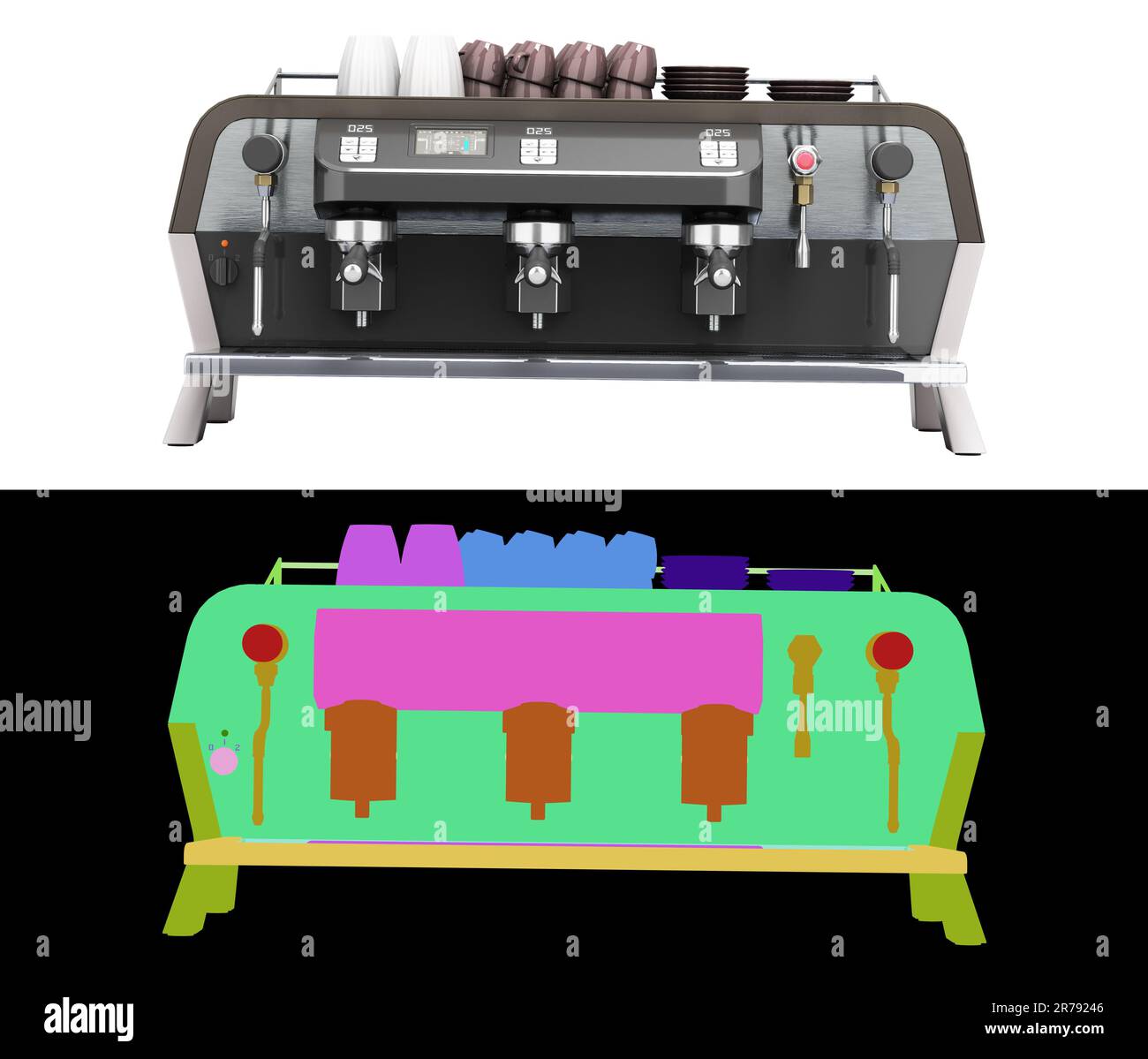 new professional coffee machine front view 3d render on white with ...