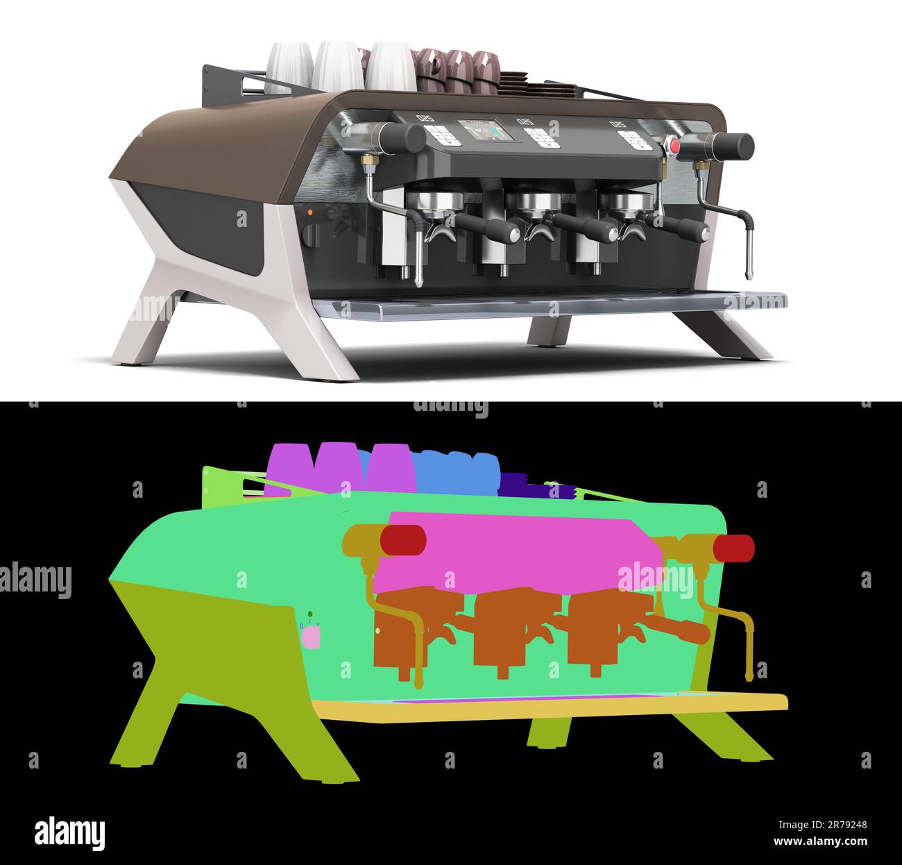 new professional coffee machine perspective view 3d render on white ...