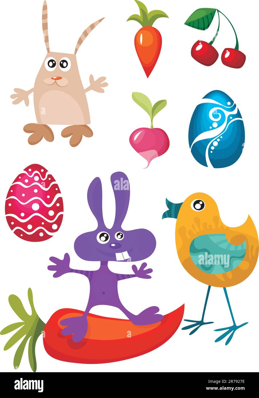 vector illustration of a cute easter characters Stock Vector Image ...