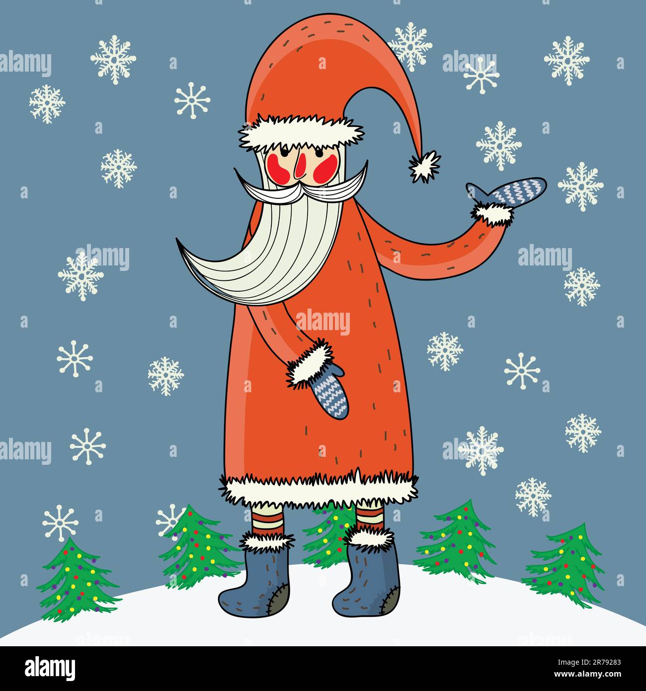 Cartoon Santa in funny style Stock Vector Image & Art - Alamy