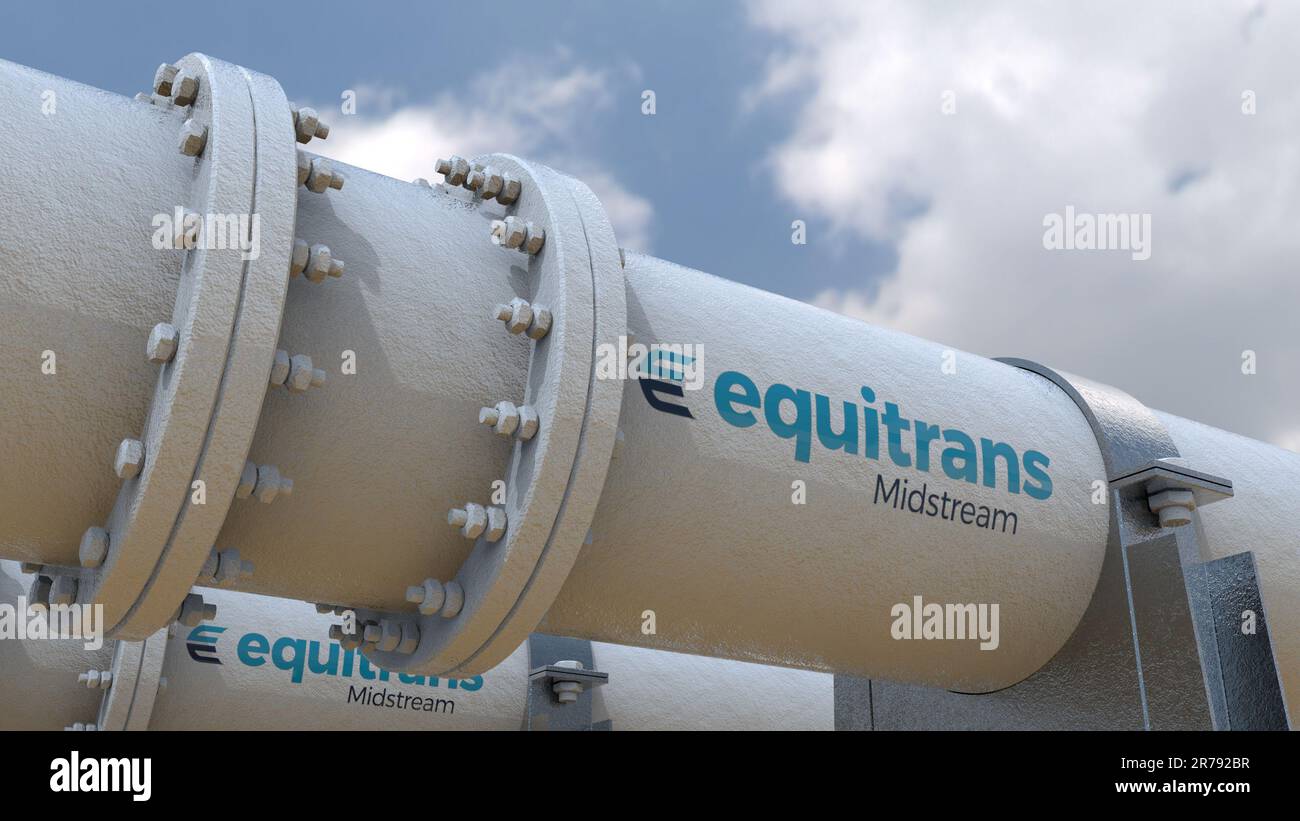 Equitrans Midstream Close-up view of the detailed flange connection in ...